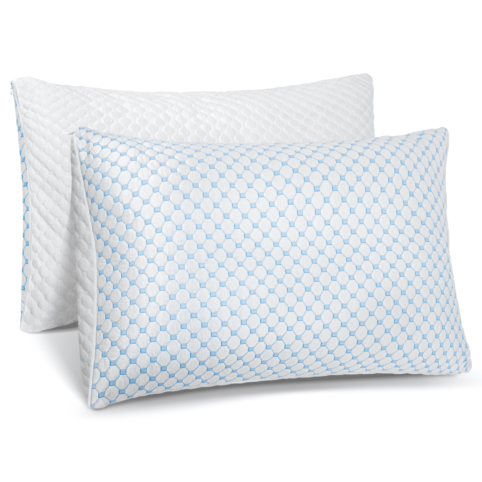 Cooling Pillows for Bed, Shredded Memory Foam Pillows Queen Size Set of ...