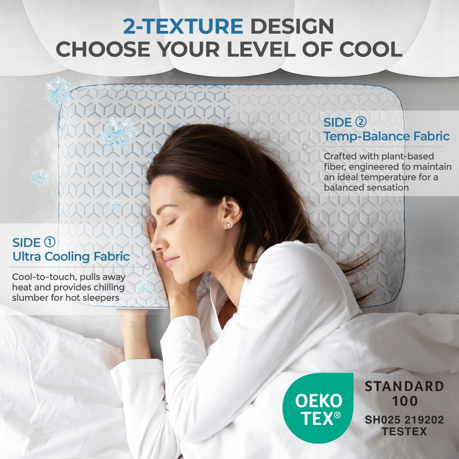 Cooling Pillows Queen Size Set of 2, Shredded Memory Foam Pillows 2 ...