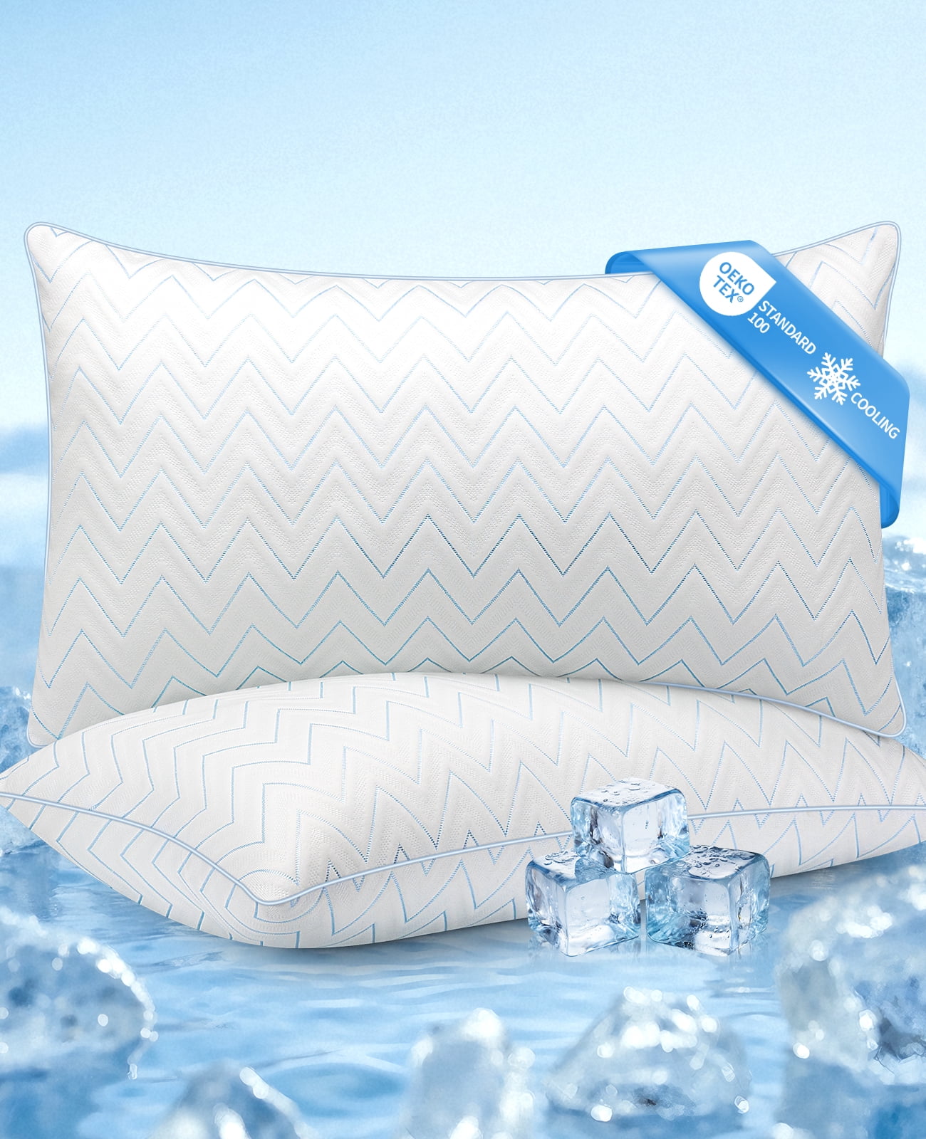 Cooling Pillows Queen Size Set of 2 - Bed Pillows for Sleeping ...