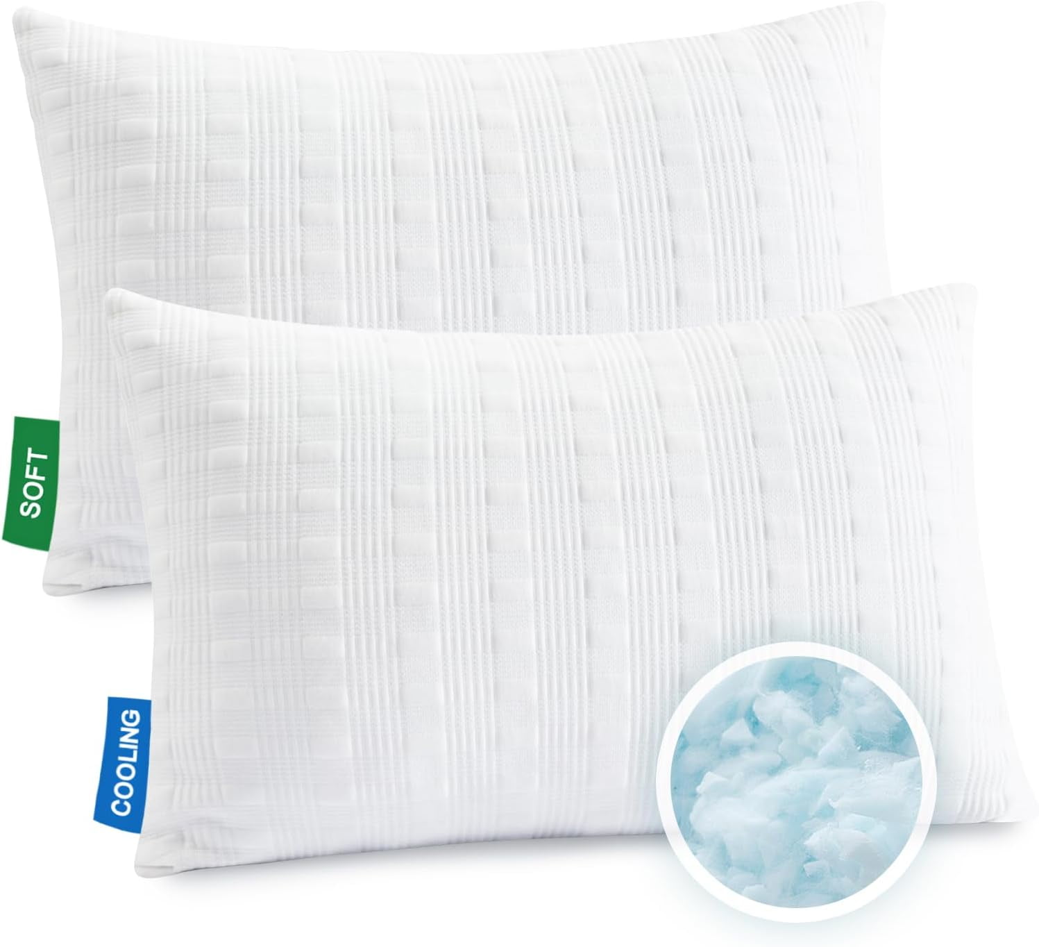 Cooling Pillows for Sleeping Queen Size Set of 2,Shredded Memory Foam ...