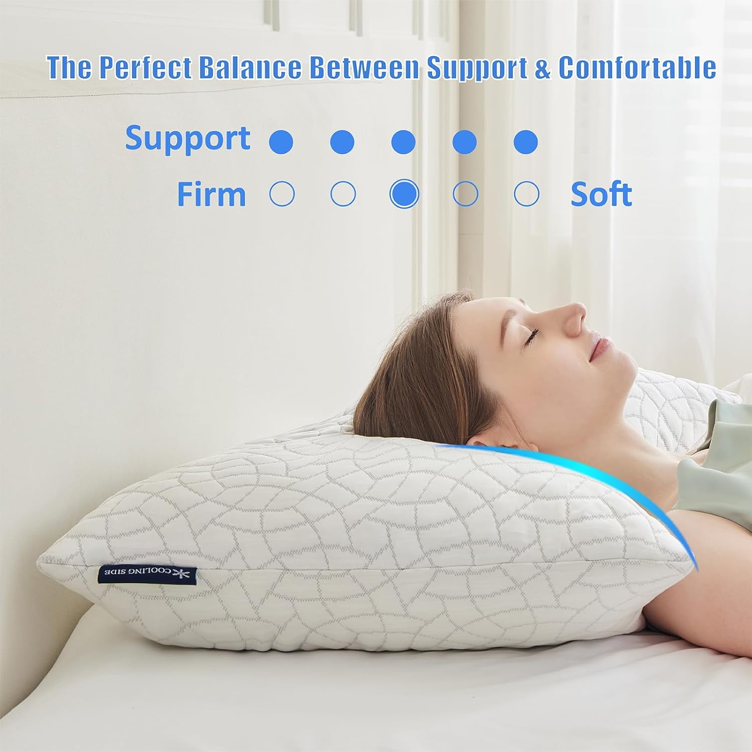 Cooling Pillows for Sleeping, Shredded Memory Foam Pillows 2 Pack, Bed Pillows Queen Size Set of ...