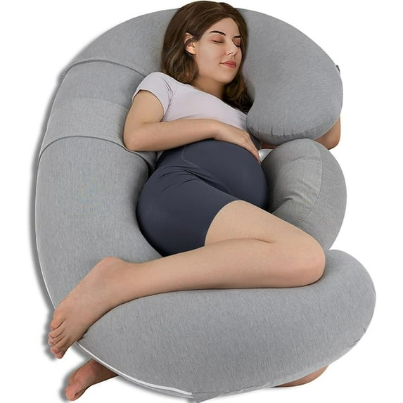 Cooling Pregnancy Pillows,E Shaped Full Body Pillow for Sleeping, with ...