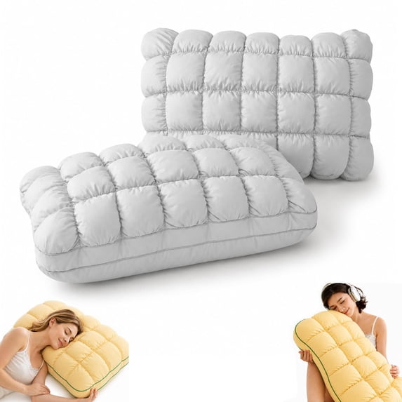 Cooling Puff Pillow,High-Resilience Neck Support,Breathable Washable ...