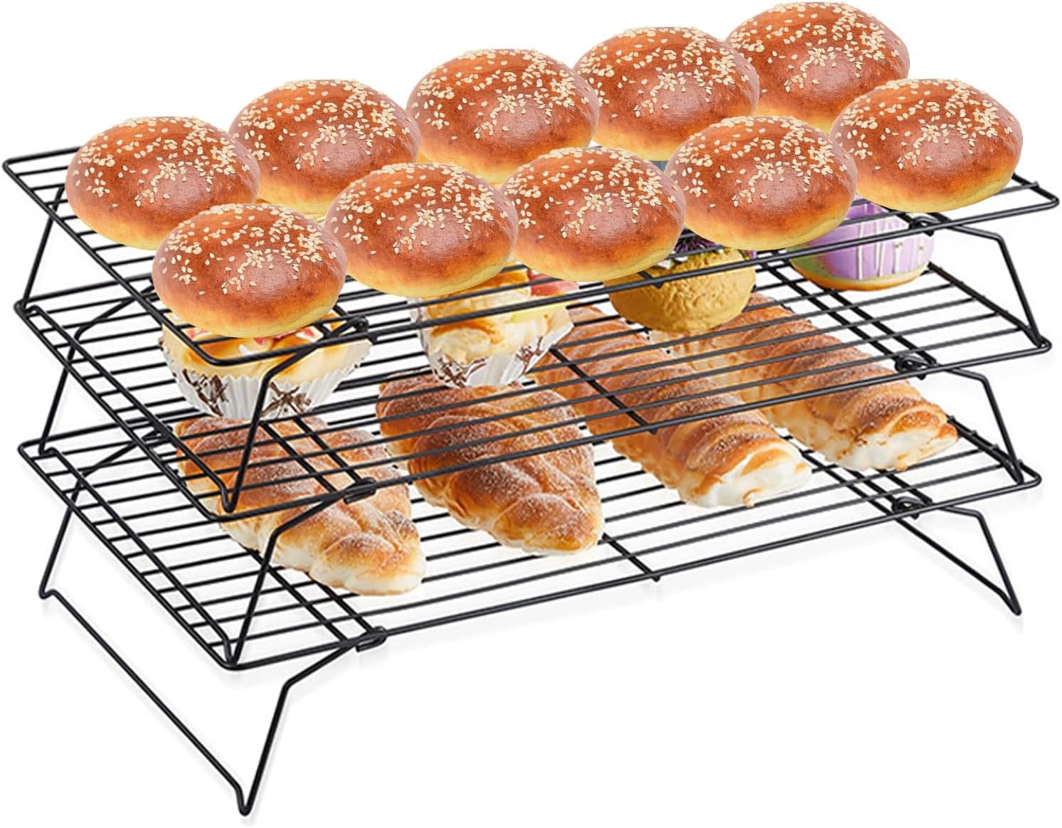 Cooling Rack, 1 Pack 3-Tier Stackable Cooling Rack Baking Rack For Oven ...