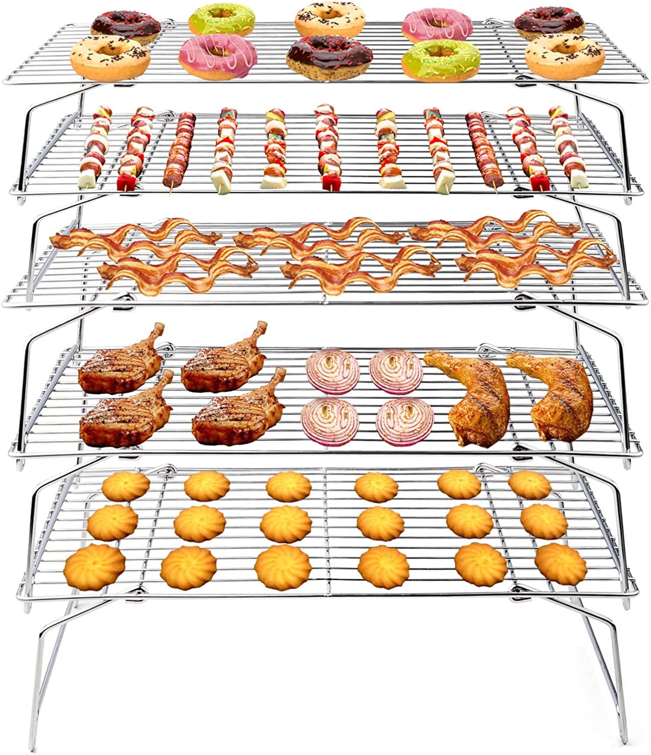 Cooling Rack, 5-Tiers Stainless Steel Baking Cooling Wire Rack for ...