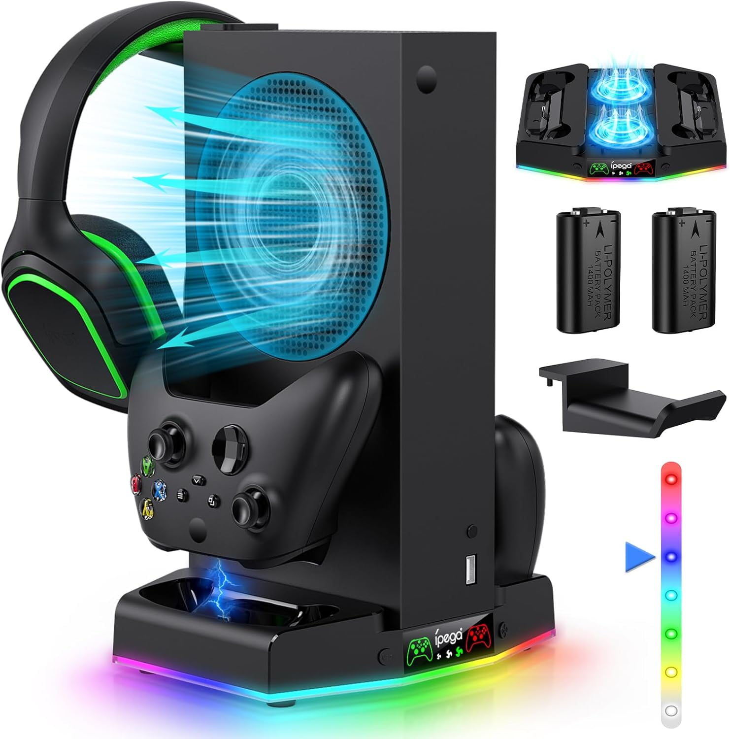 Cooling Stand & Charging Station for Xbox Series S with RGB Light Strip ...