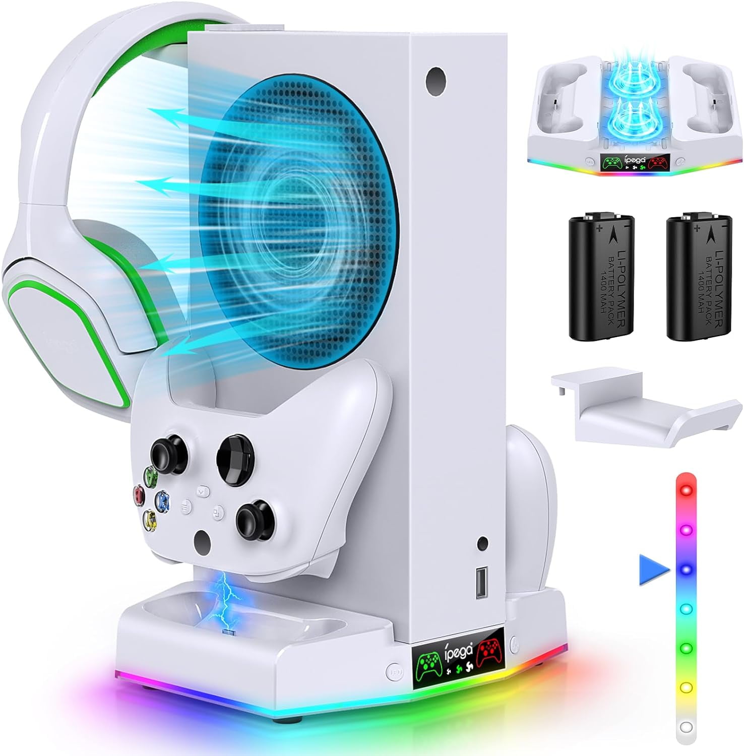 Cooling Stand & Charging Station for Xbox Series S with RGB Light Strip ...