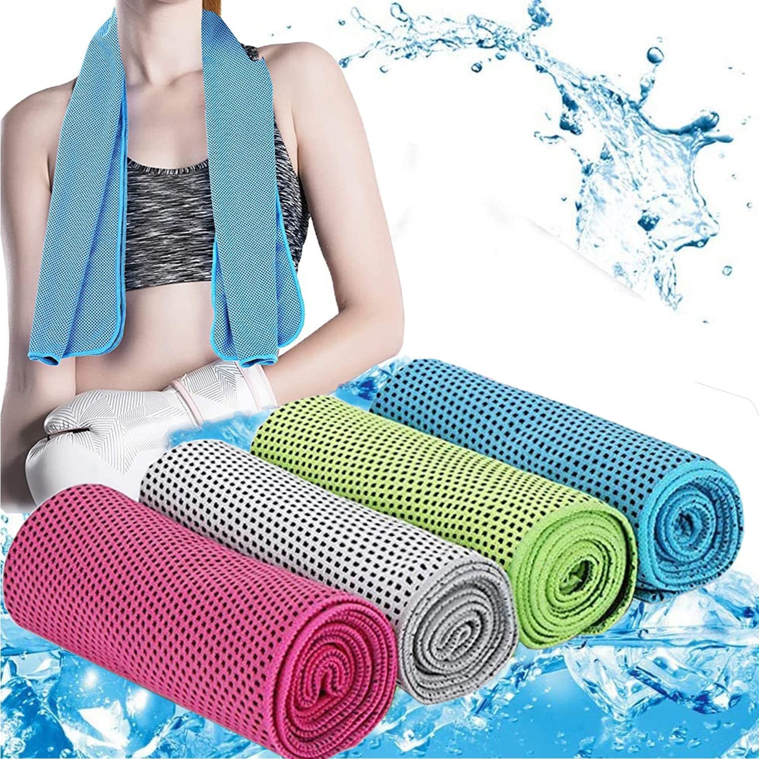 Cooling Towel for Men or Women, Set of 4 Quick Drying Refreshing Towels ...