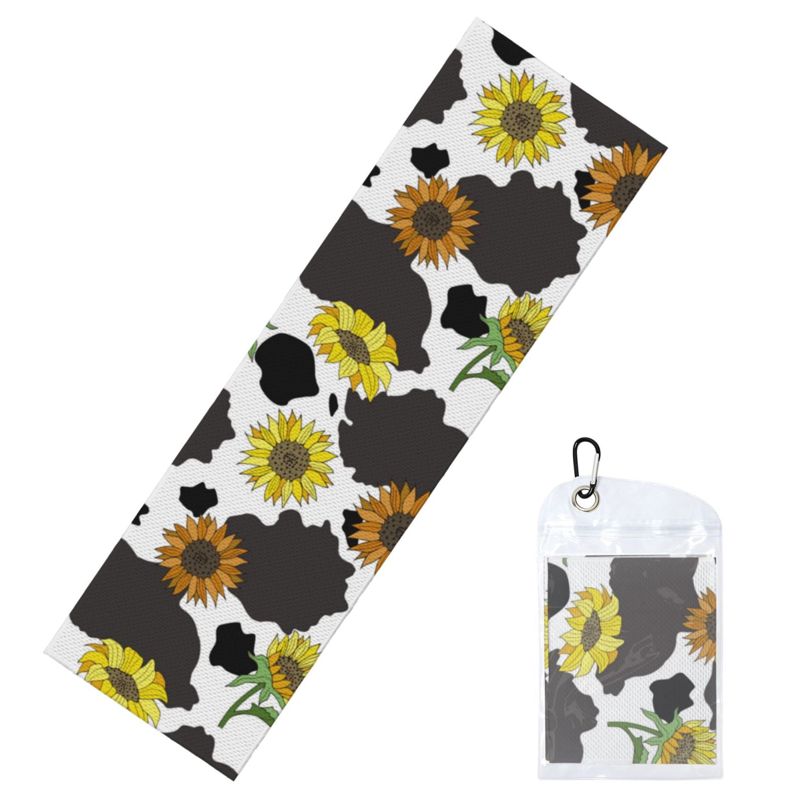 Cooling Towels (40"X12"), Black Cow Print Sunflowers Soft Ice Towel ...