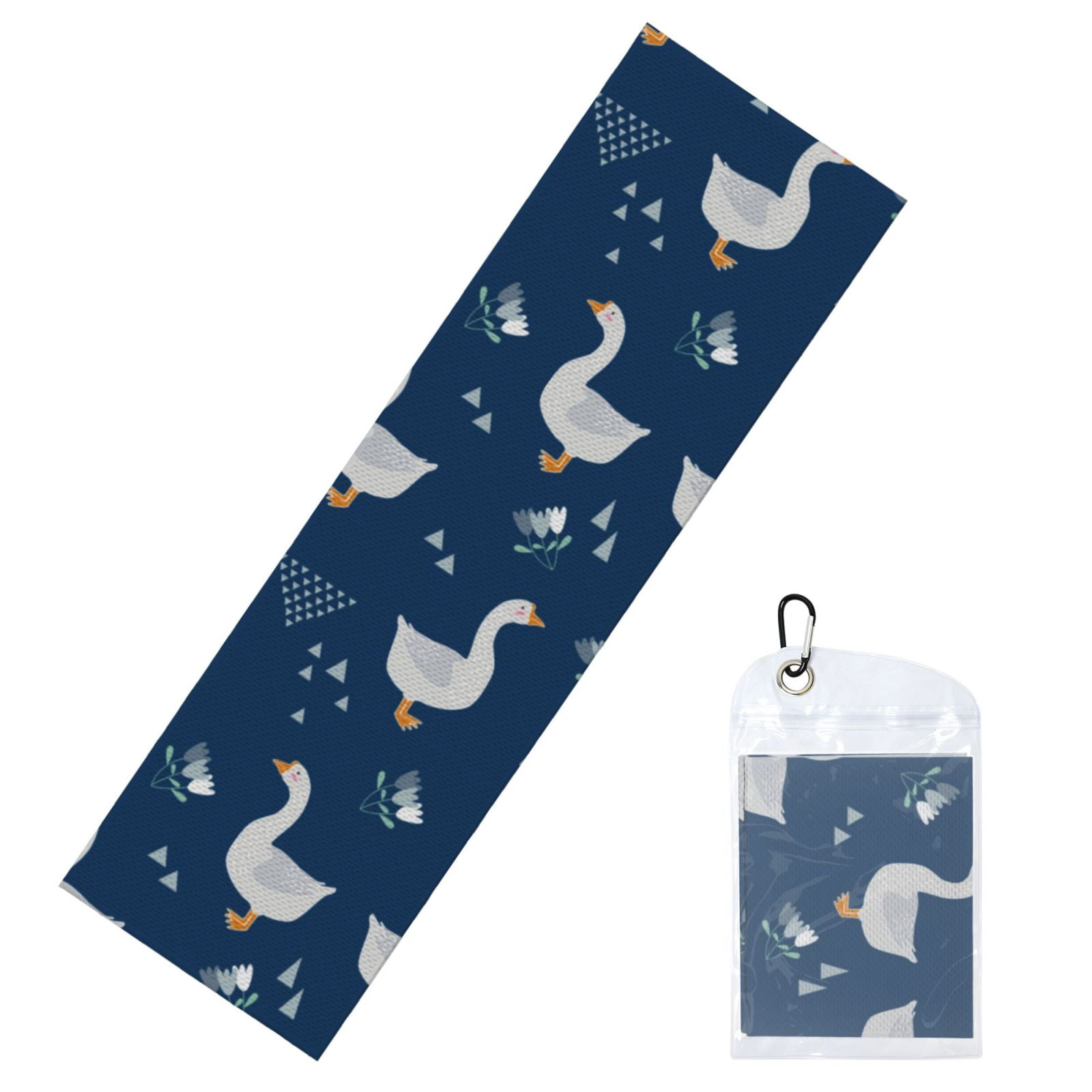 Cooling Towels (40"X12"), Bohemian Cute Duck Navy Blue Soft Ice Towel ...