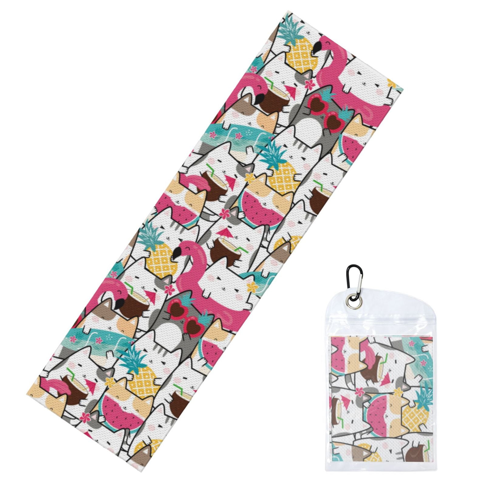 Cooling Towels (40"X12"), Hawaiian Style Cute Cartoon Cat Soft Ice ...