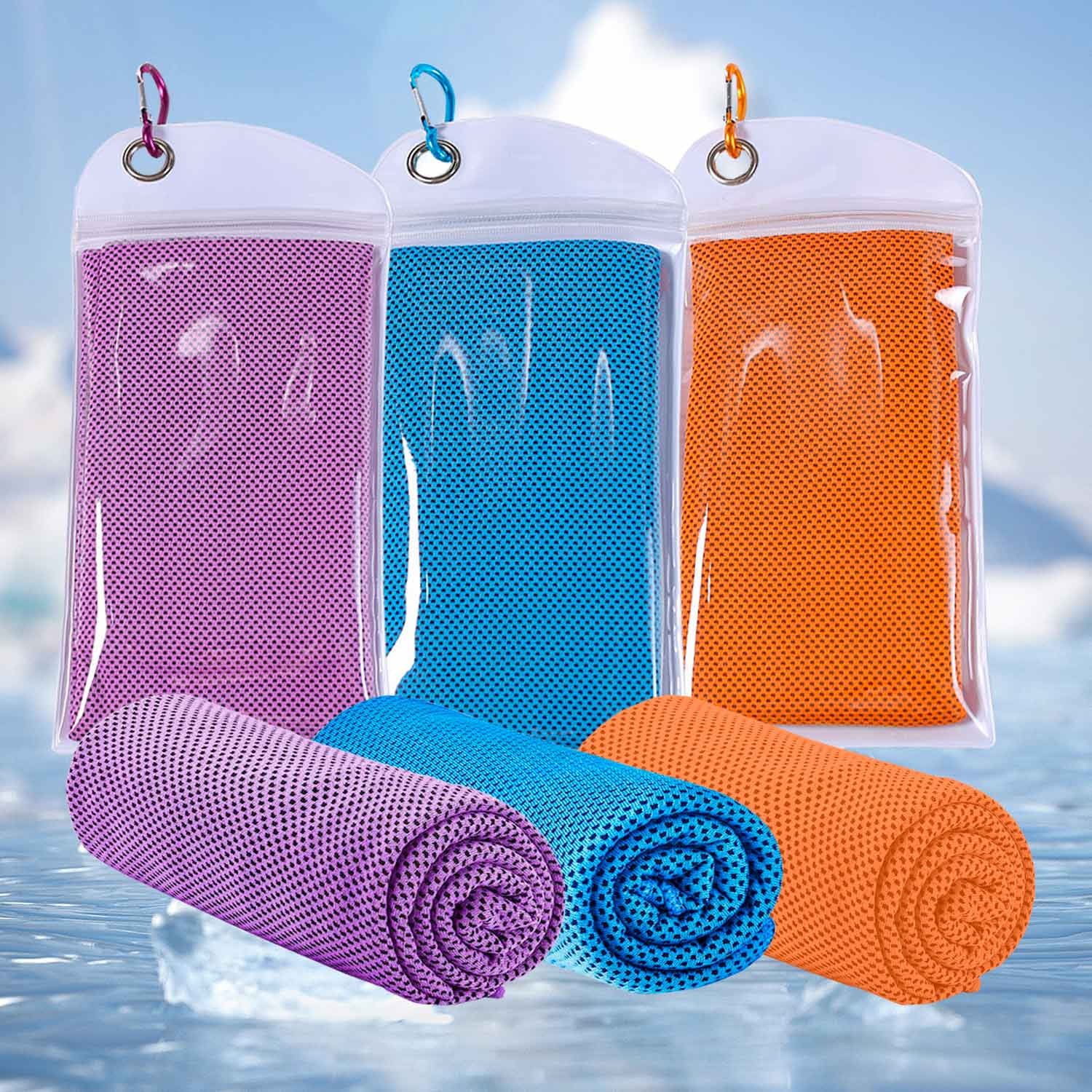 Cooling Towels for Neck and Face, 3 Pack 35"x12" Soft Breathable Yoga ...