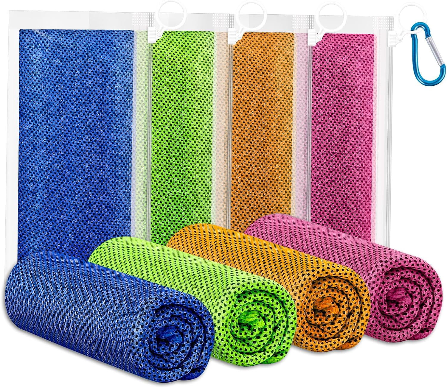 Cooling Towels for Neck and Face: 4 Pack Cooling Neck Wraps Chilly ...