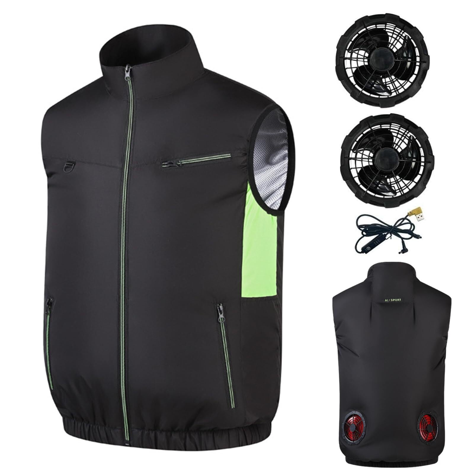 Cooling Vest with Dual USB Fans & 3 Speeds, Air Conditioned Jacket with ...