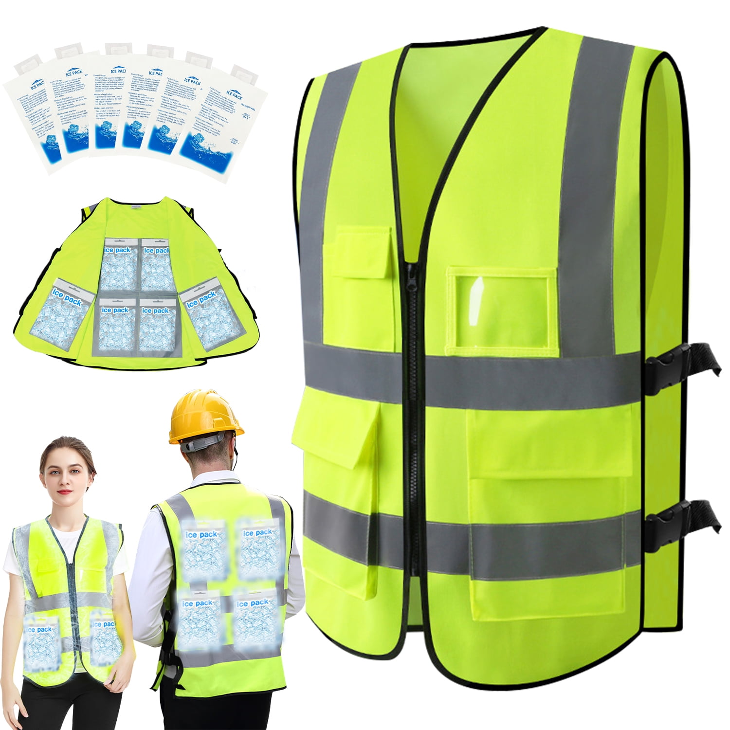 Cooling Vest with 20pcs Gel Ice Pack - Ice Safety Vest for Men Women ...