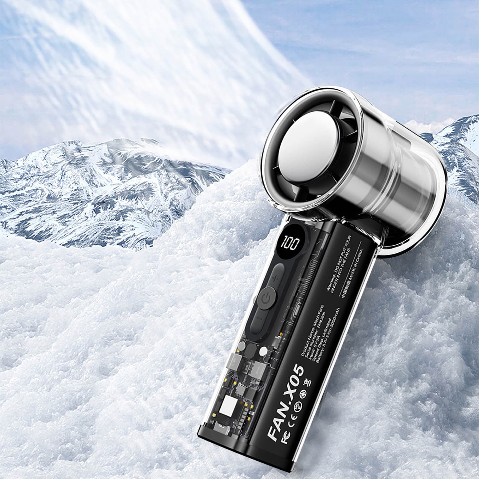 Neck-hanging USB Fan Digital Display Turbo Fan Folding Handheld ...