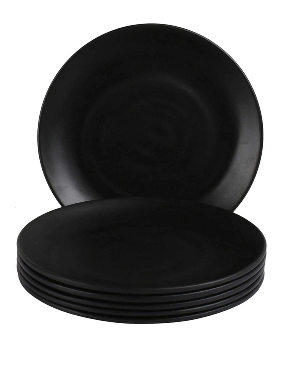 Coolkart Pack of 6 Black Melamine Dinner Set Black Dinner Plates for ...