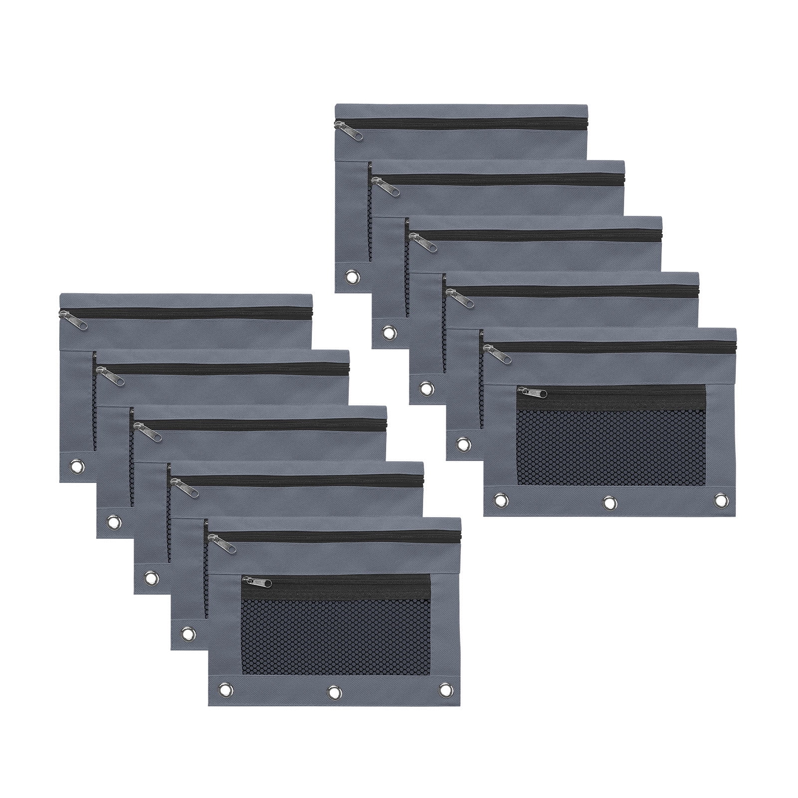 Coollooc 10 Pcs Pencil Pouch for 3 Ring Binder - 3 Hole Zipper Pen Case ...