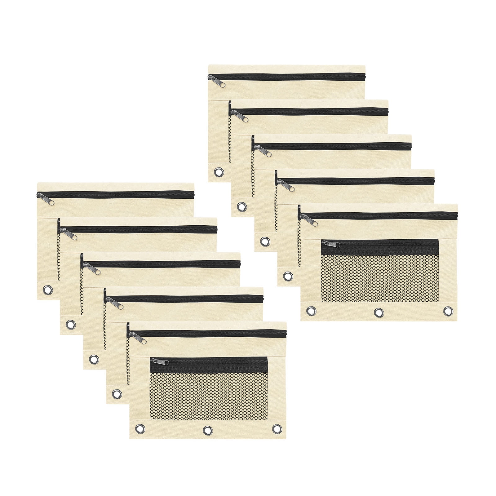 Coollooc 10 Pcs Pencil Pouch for 3 Ring Binder - 3 Hole Zipper Pen Case ...