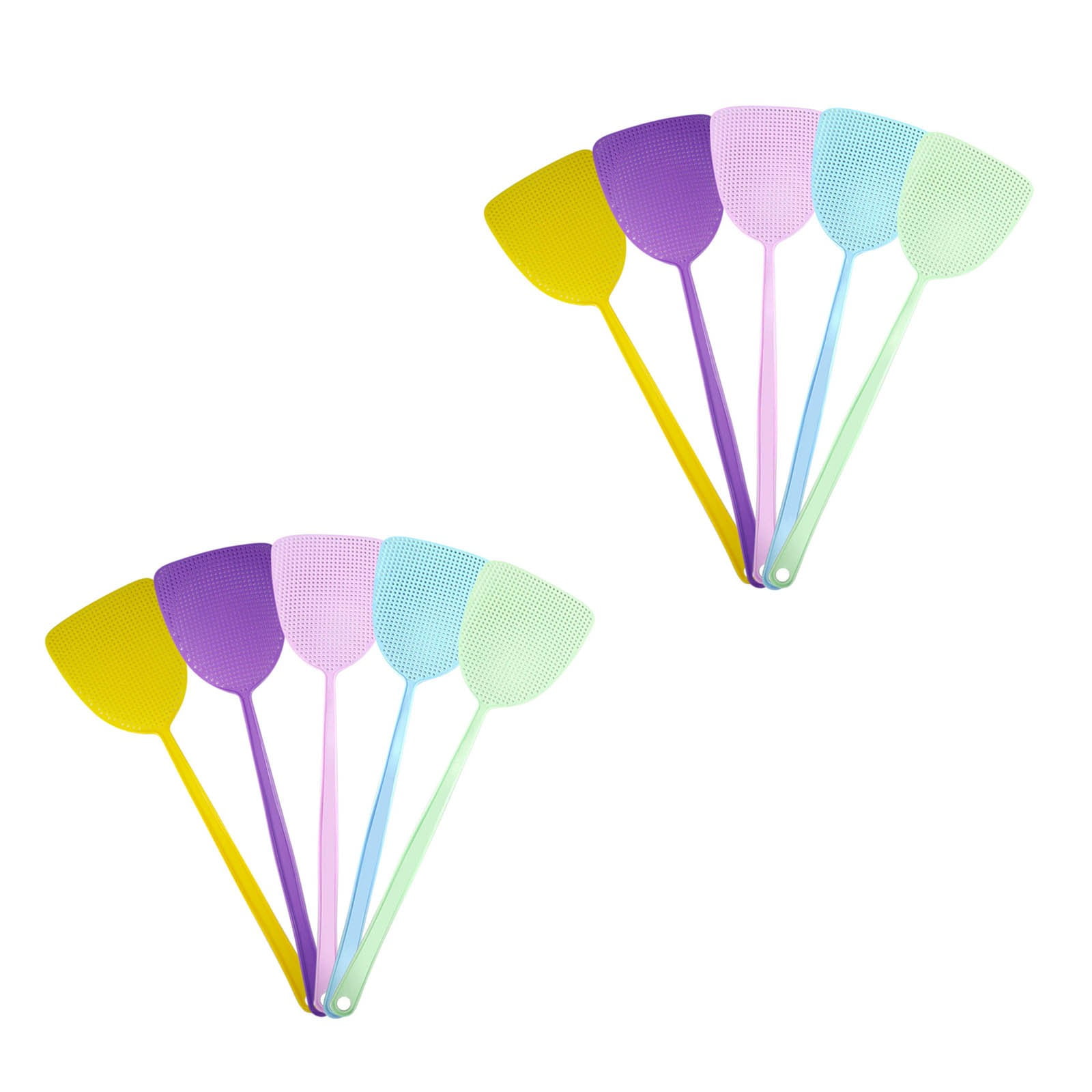 Coollooc 10 Pieces Fly Swatters Plastic Fly Swatters Long Handle Fly ...