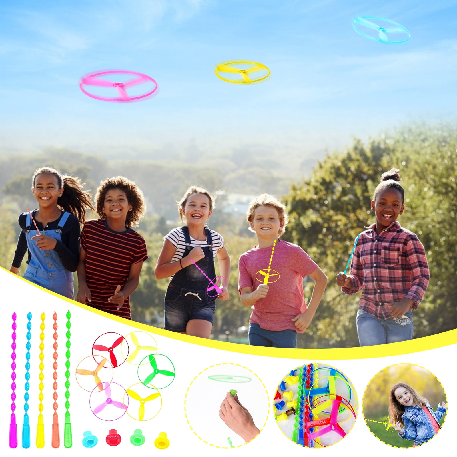 Coollooc 10 Sets Flying Disc Toys Twisty Pull String Flying Saucer Bulk ...