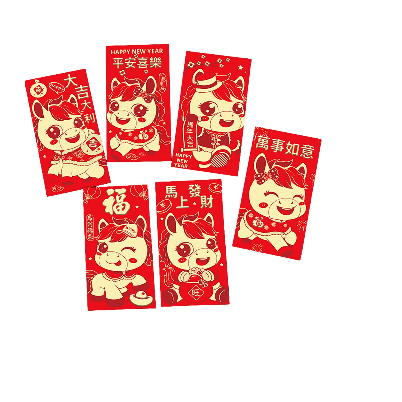 Coollooc 2026 Year of the Horse Red Envelopes, 6Pcs Chinese New Year ...