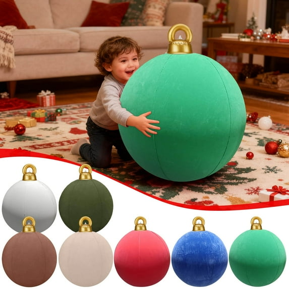 Coollooc 24 inch Giant Velvet Christmas Inflatable Balls Ornament ...