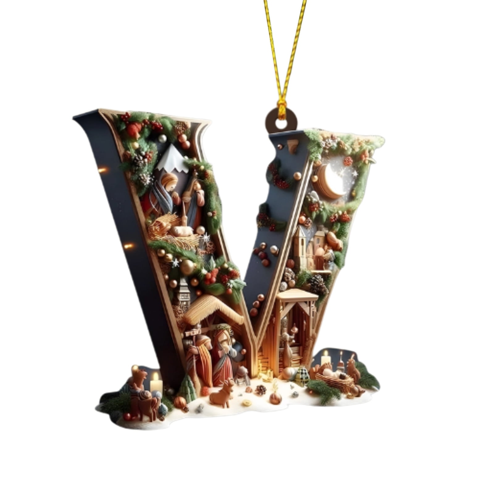 Coollooc 26 Letter Christmas Tree Hanging Pendant, Candy Cane Letters ...
