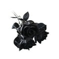 Coollooc 3 PCS Artificial Flowers Black Roses, Fake Silk Flower Long ...