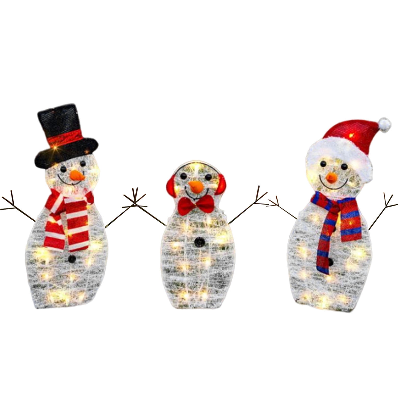 Coollooc 3-Piece 2D Outdoor Snowman Christmas Decorations Yard, 14 inch ...