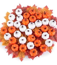 Coollooc 48 Pcs Mini Artificial Orange Pumpkins, Plastic Foam Small ...