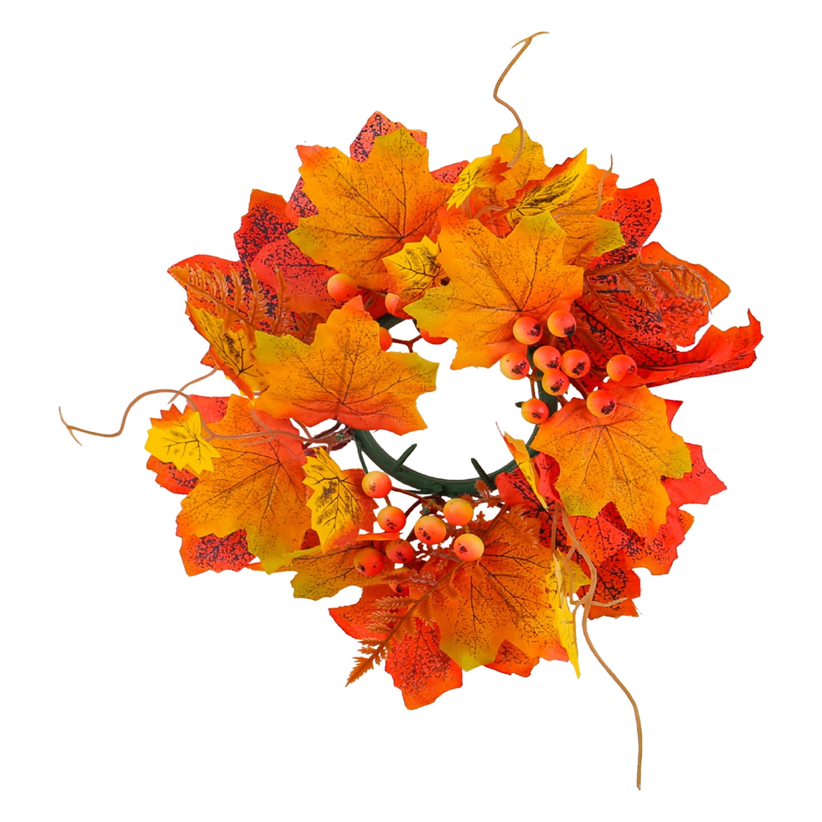 Coollooc Artificial Maple Leaves and Berries Candle Rings Fall Candle ...