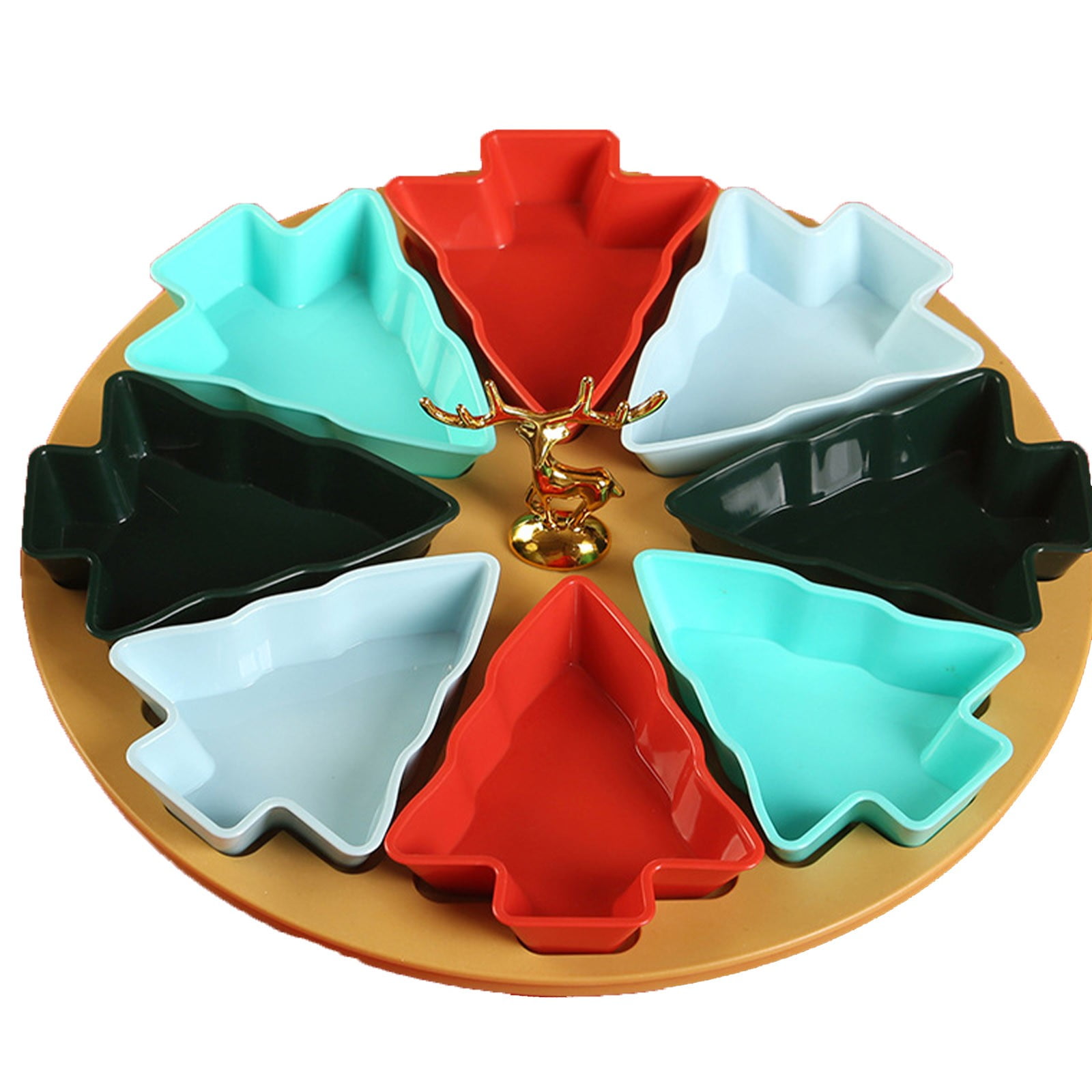 Coollooc Colorful 11.8 Inches 8pcs Christmas Tree Plates Chip & Dip Set ...