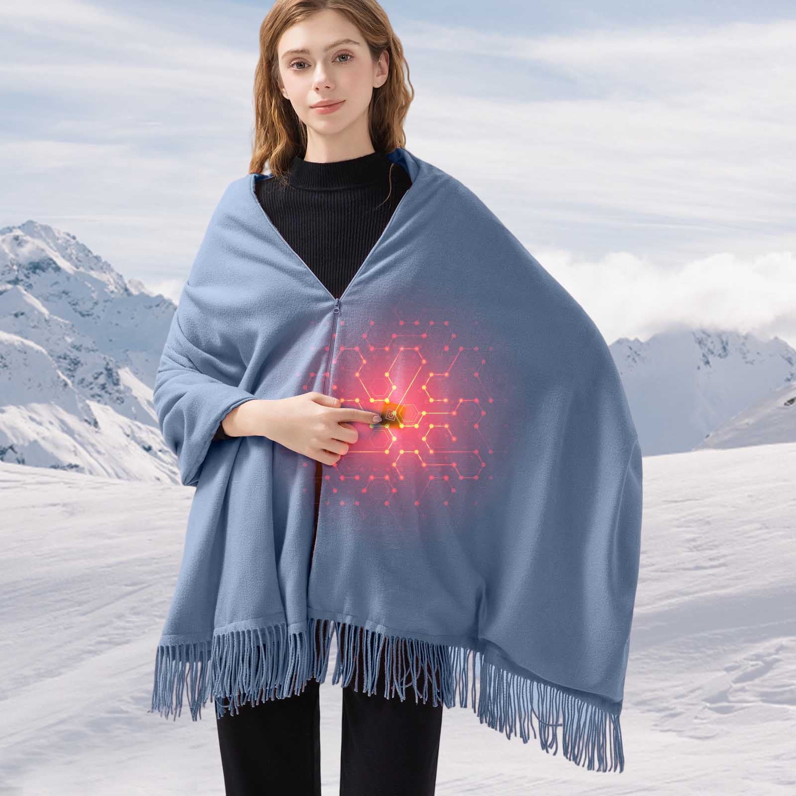 Coollooc Cordless Throw Blanket, Heated Blanket Battery Operated ...