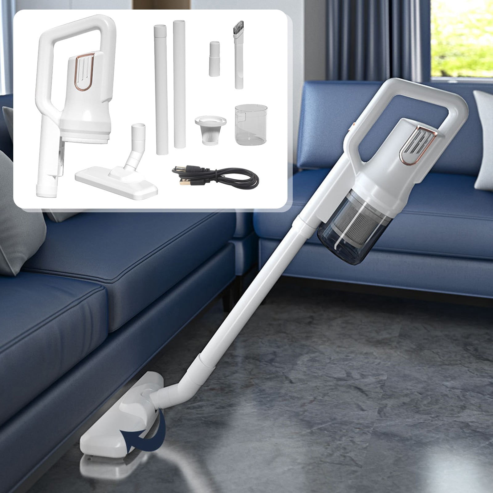 Coollooc Cordless Vacuum Cleaner, 2-in-1 Lightweight Stick Vacuum w ...