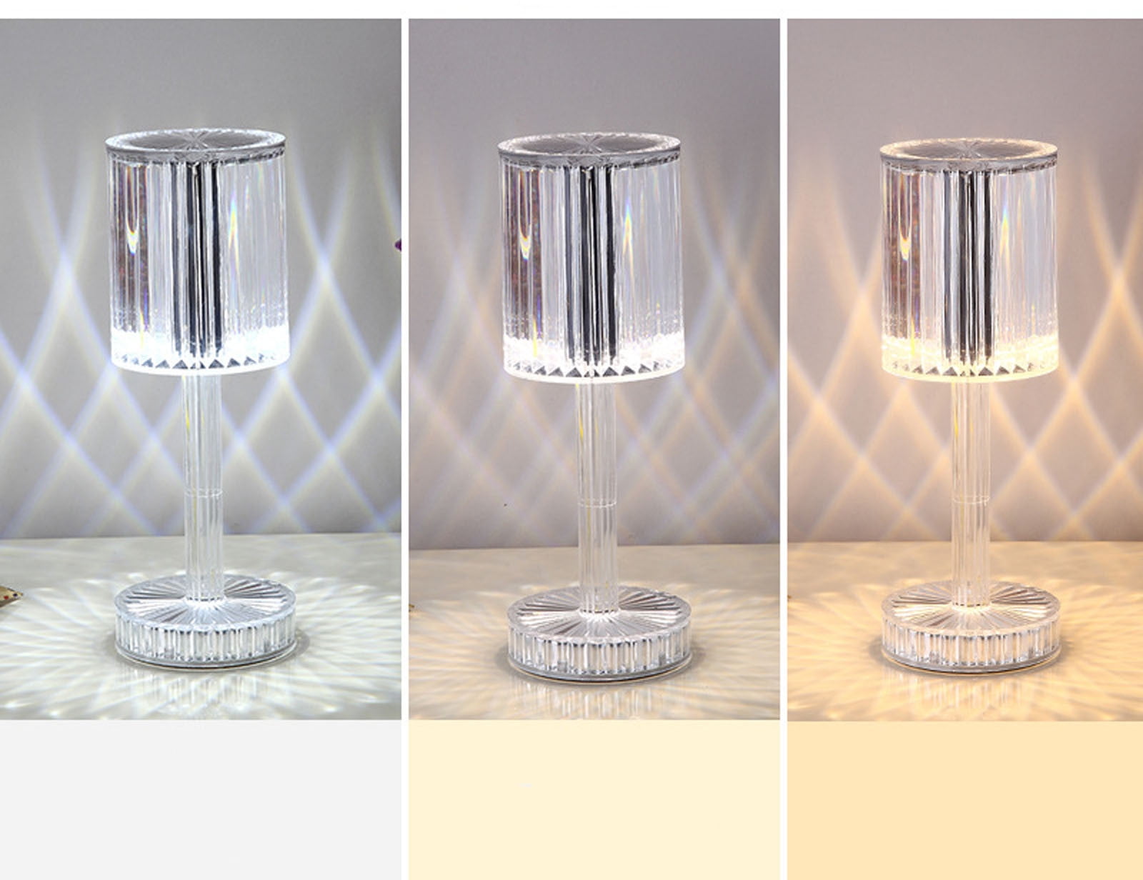 Coollooc Crystal Table Lamp (Touch & Remote), RGB 16 Colors Changing ...