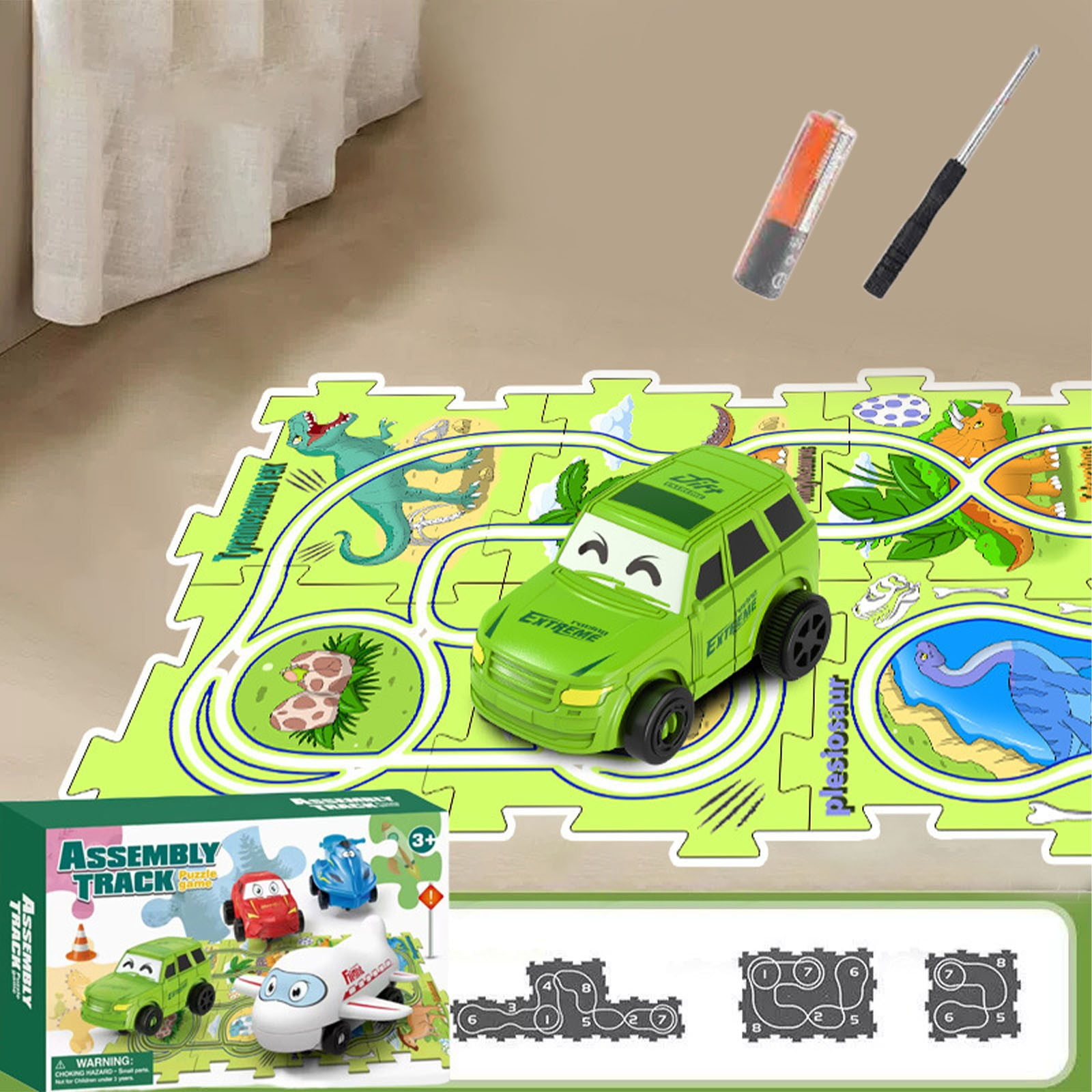 Coollooc DIY Assembling Electric Trolley, Toddler Puzzle Track Play Set ...
