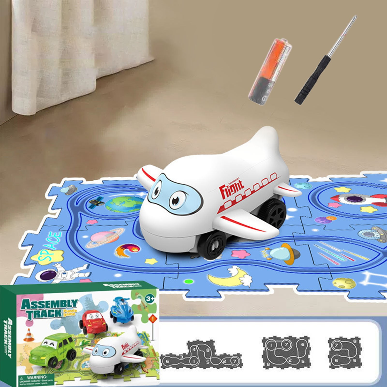 Coollooc DIY Assembling Electric Trolley, Toddler Puzzle Track Play Set ...