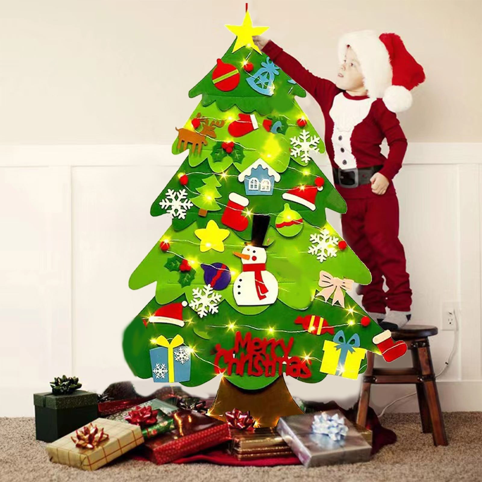 Coollooc Felt Christmas Tree for Toddlers,Toddler Felt Christmas Tree ...