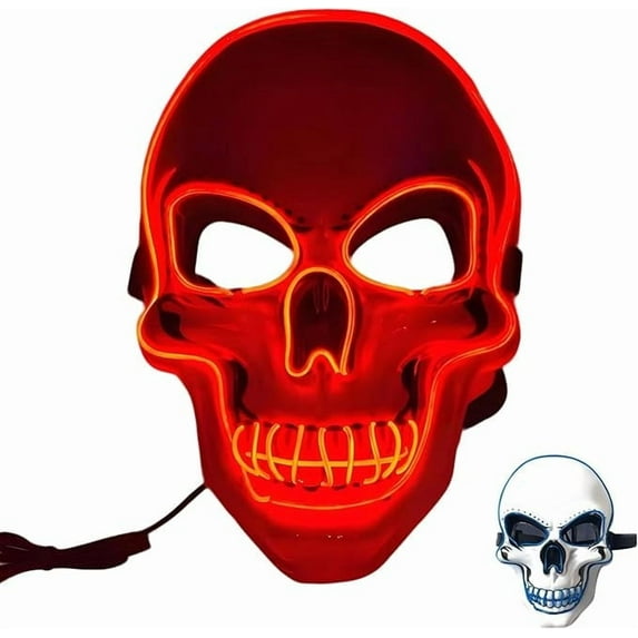 Coollooc Halloween LED Skull Mask, Horror Screm Scary Mask with Light ...