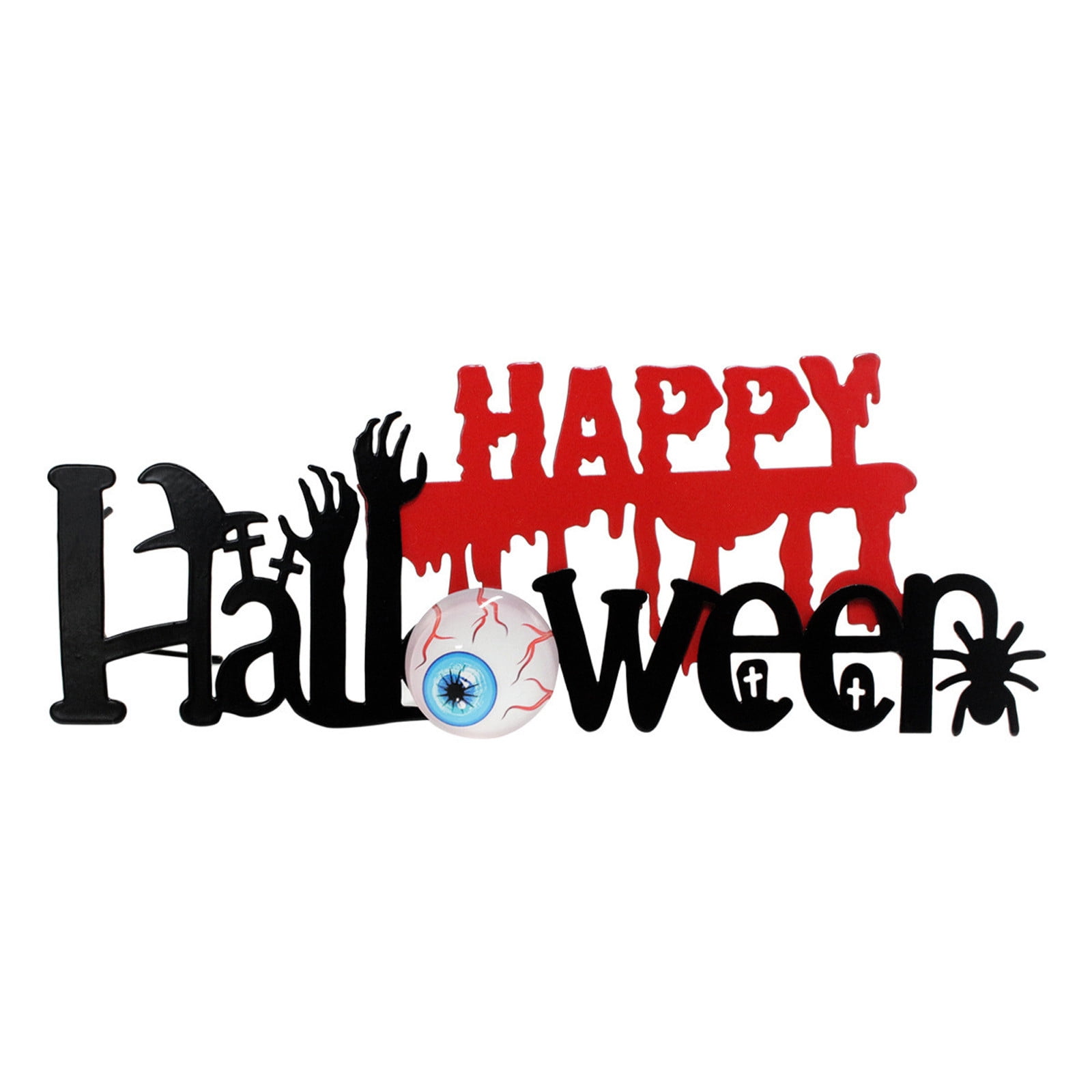 Coollooc Halloween Wood Metal Tabletop Word Sign, Happy Halloween Table ...