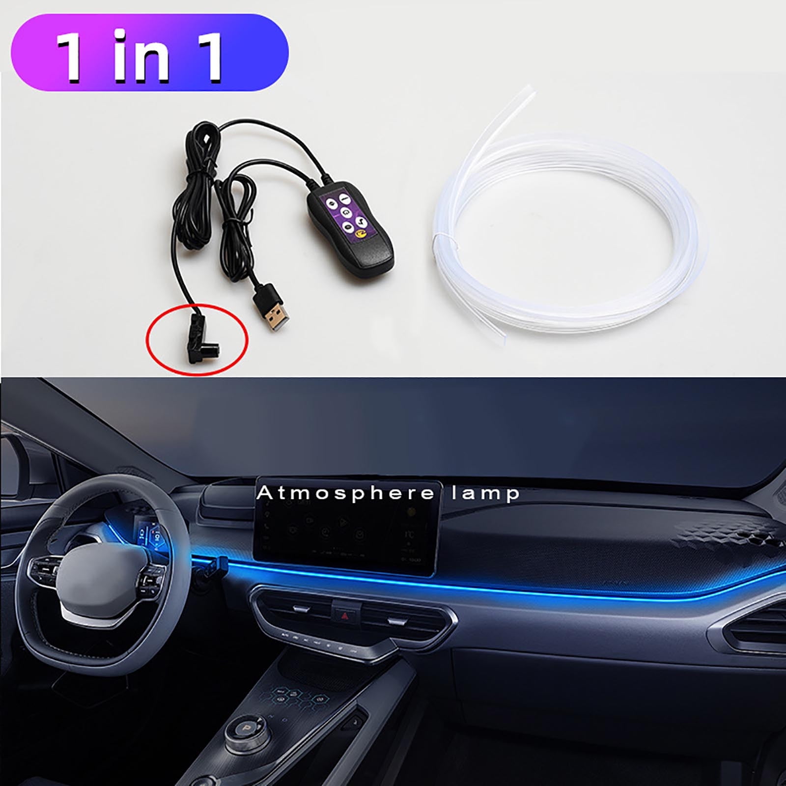 Coollooc Interior Car LED Strip Lights, Multicolor Neon Wire Ambient ...