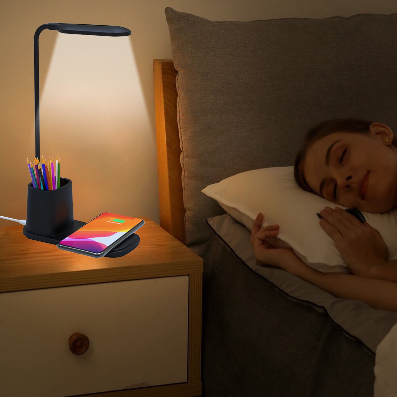 Coollooc LED Desk Lamp for Home Office, Desk Light with Wireless ...