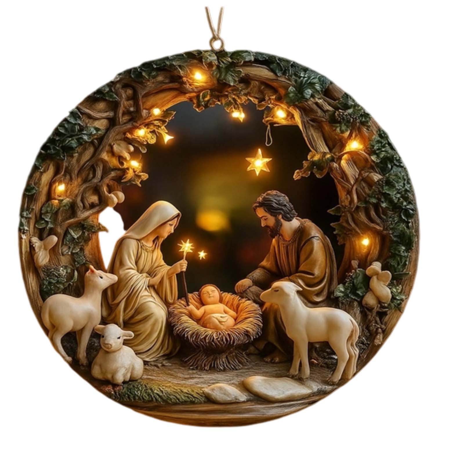 Coollooc Nativity Scene 2D Acrylic Christmas Ornament, Religious ...