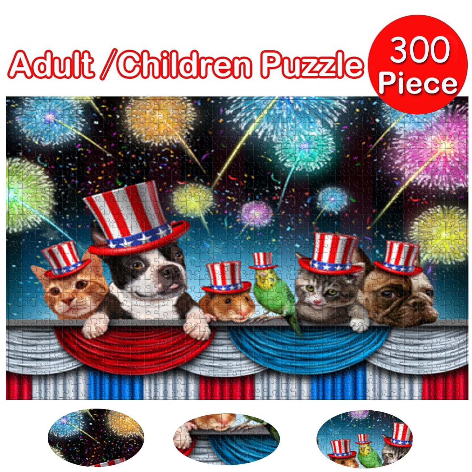 Coollooc Patriotic Pets Jigsaw Puzzle 300 Pieces 4th of July DIY for ...