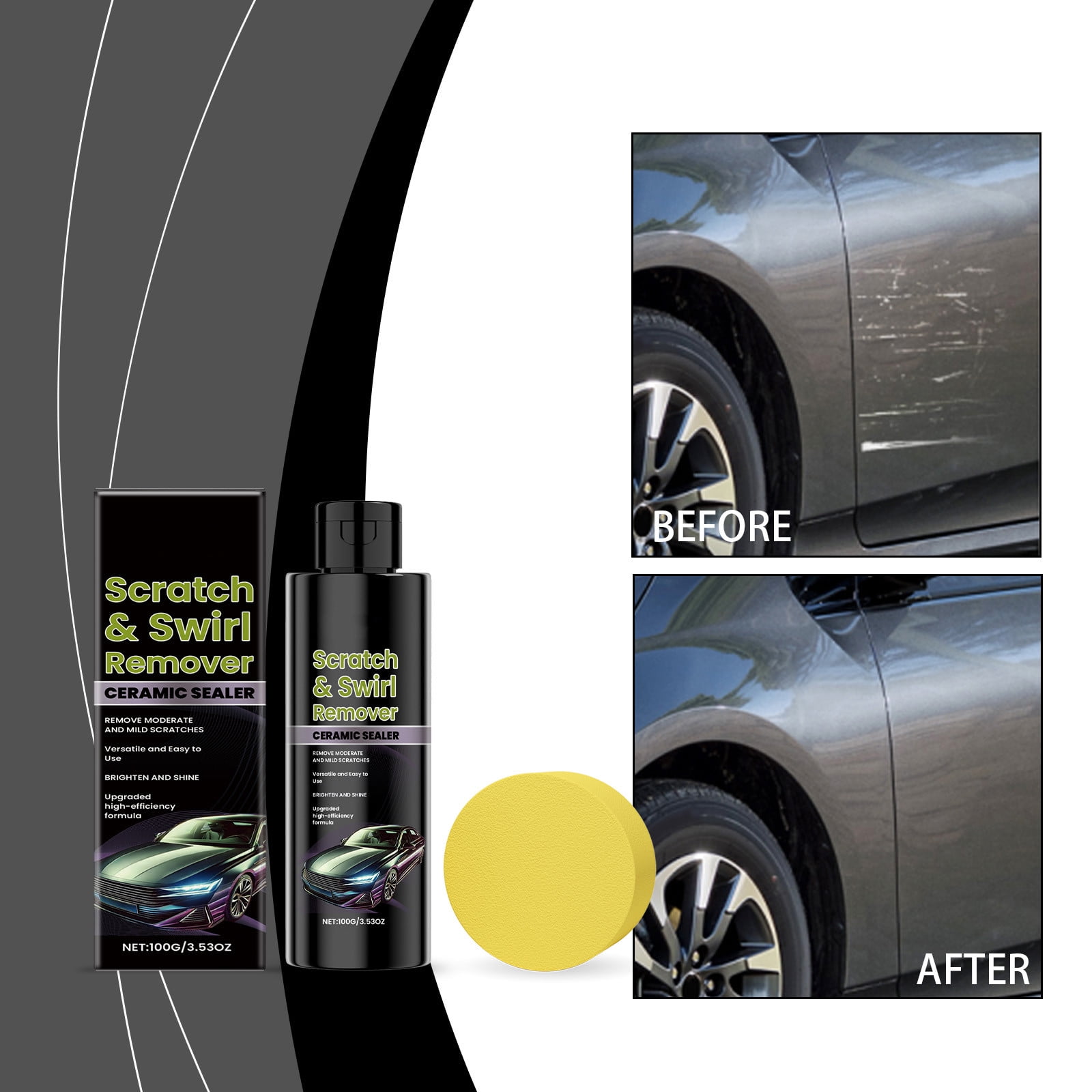 Coollooc Pro-Grade Car Scratch & Swirl Remover Kit, 100ml Polishing ...