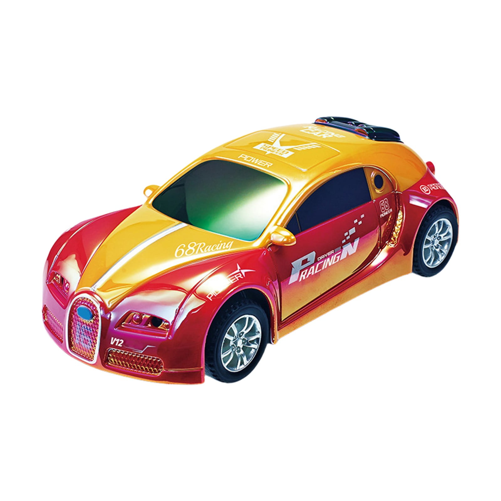Coollooc Racer Toy Car with Lights and Sounds, Light-Up Push n Go Racer ...