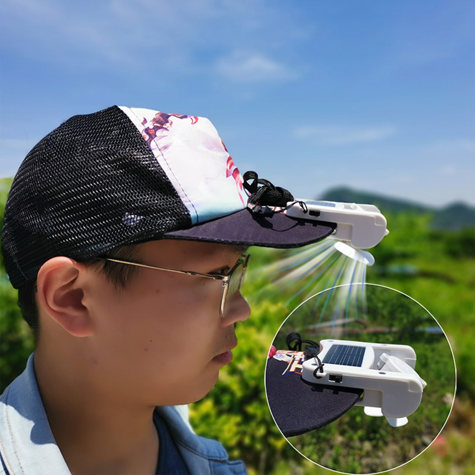 Coollooc Solar Powered Hat Fan, Portable SolarFan, Solar Mini Fan Easy ...