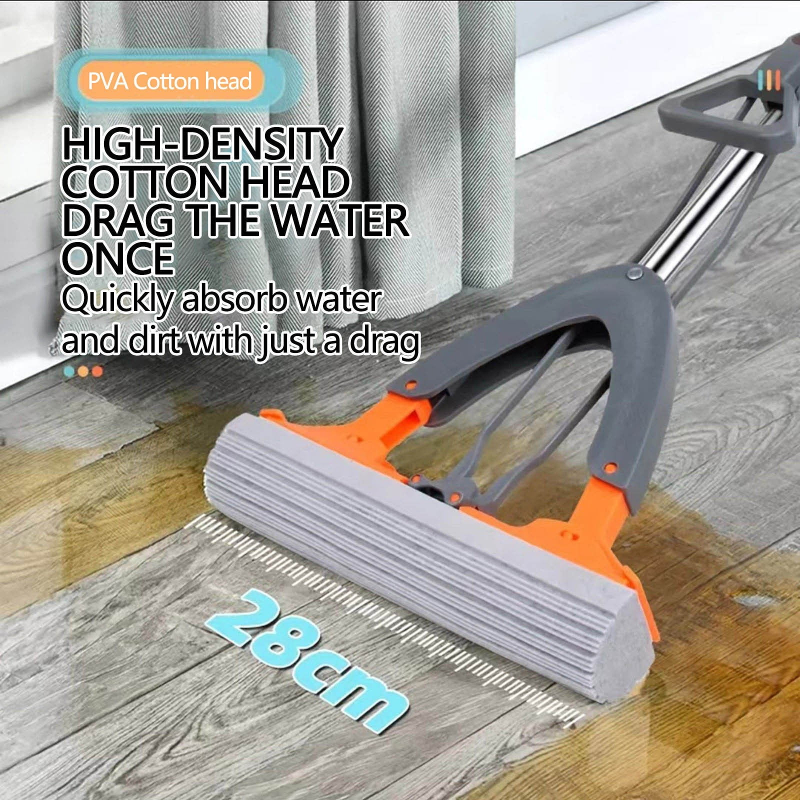 Coollooc Sponge Mop, Kitchen + Home PVA Sponge Roller Mop, Extendable ...