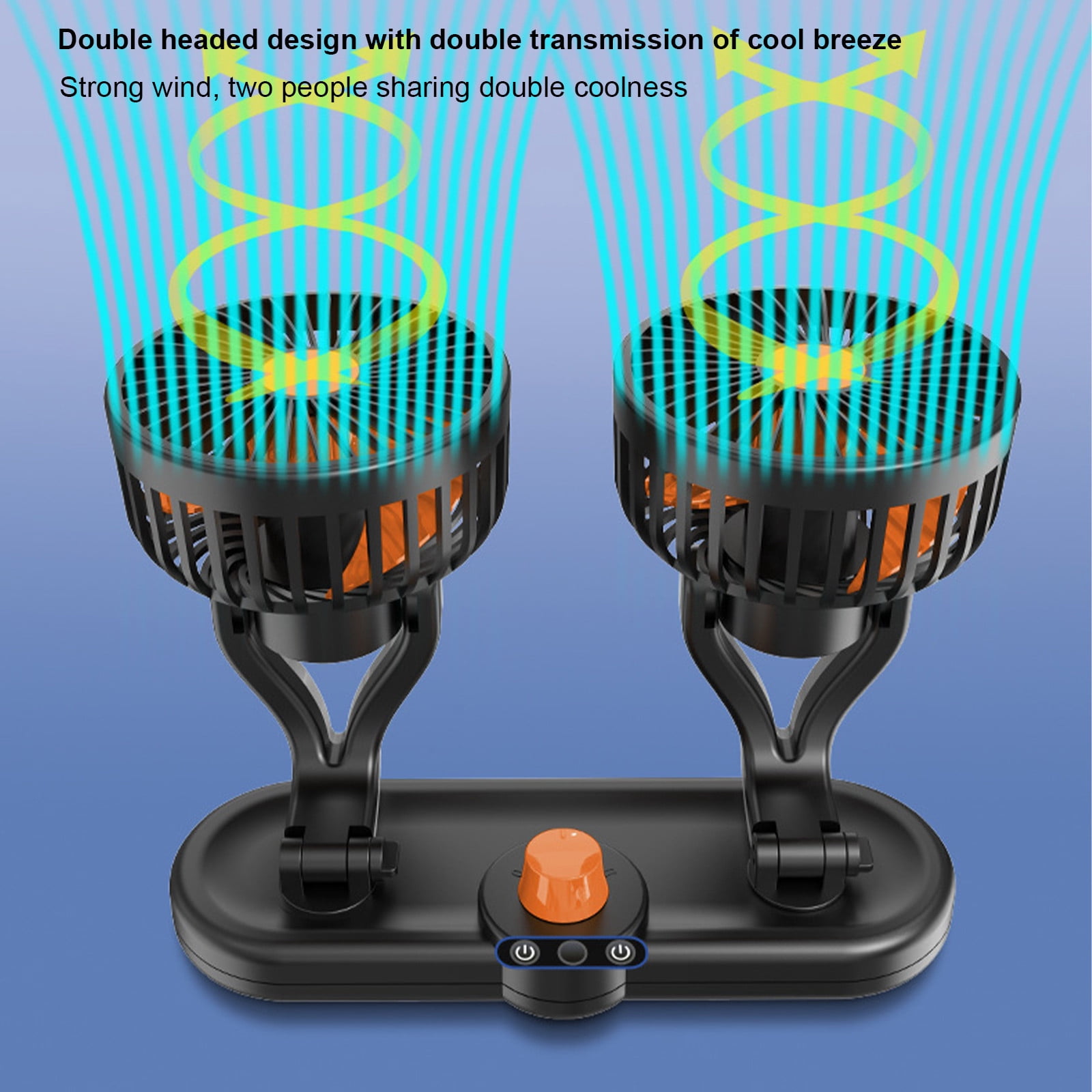 Coollooc USB Car Fan - Portable Folding Fan 12V/24V Dual Head Brushless ...